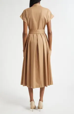 Eleventy Belted Wool Blend Midi Dress - 02 Sand