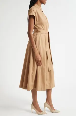 Eleventy Belted Wool Blend Midi Dress - 02 Sand