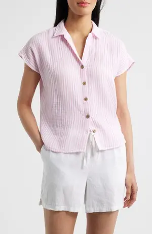 BEACHLUNCHLOUNGE Gem Stripe Shirt - Pink Sunset