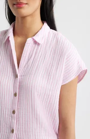 BEACHLUNCHLOUNGE Gem Stripe Shirt - Pink Sunset