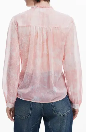 Desigual Ruffle Metallic Tie-neck Top