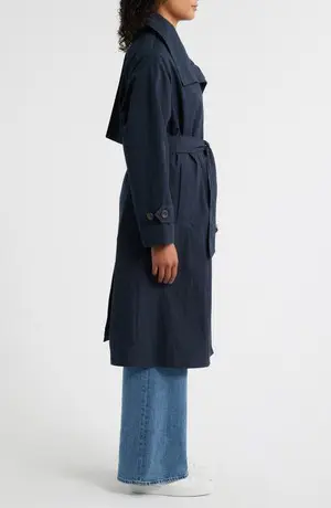 Bernardo Cotton Blend Trench Coat - Navy