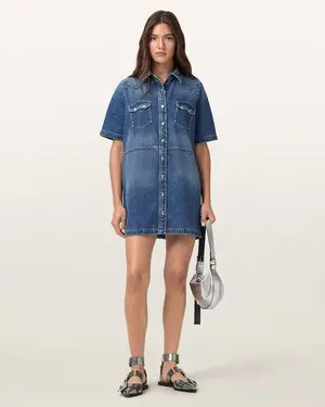 ALLSAINTS Rock Denim Mini Dress - Blue