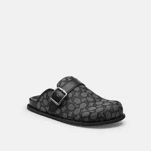 COACH Signature Jacquard Buckle Clogs - Graphite/black