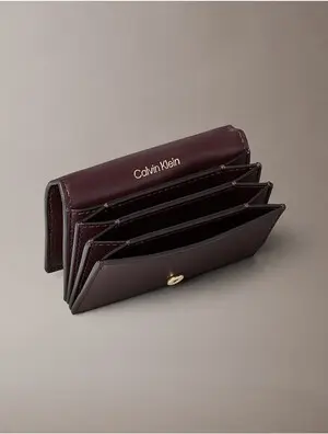 Calvin Klein Allover Emblem Logo Accordion Card Case - Fudge