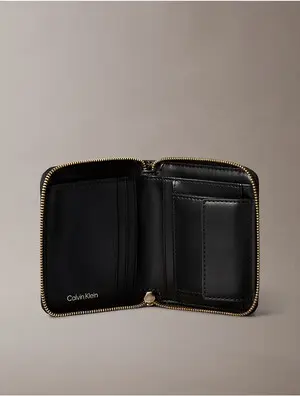 Calvin Klein Allover Monogram Square Zip Wallet - Black
