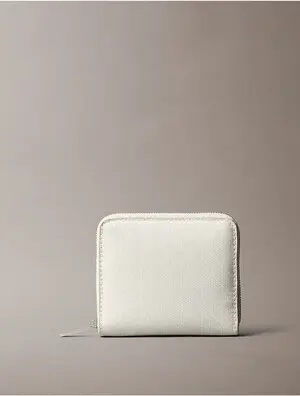 Calvin Klein Allover Monogram Square Zip Wallet - Lily White Aop