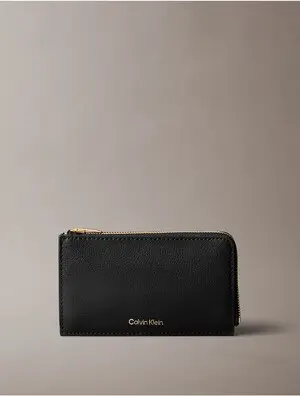 Calvin Klein Foil Logo Top Zip Card Case Black/toasted Coconut