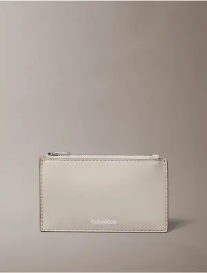 Calvin Klein Foil Logo Top Zip Card Case - Chateau/desert Taupe