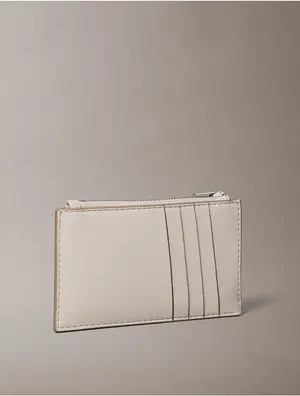 Calvin Klein Foil Logo Top Zip Card Case - Chateau/desert Taupe