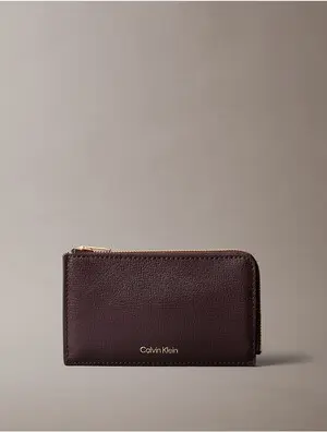 Calvin Klein Foil Logo Top Zip Card Case Fudge/espresso