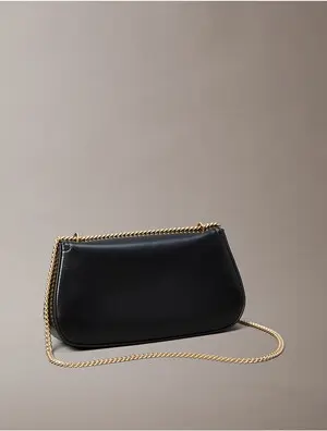 Calvin Klein Monogram Hardware Chain Shoulder Bag - Black / Antique Light Gold