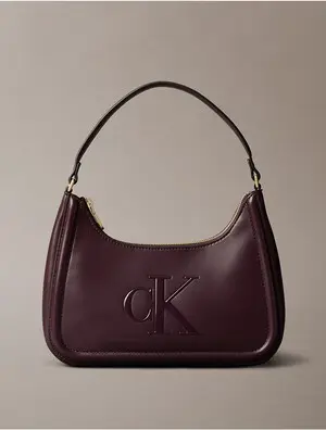 Calvin Klein Embossed Monogram Shoulder Bag - Fudge