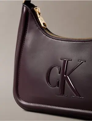 Calvin Klein Embossed Monogram Shoulder Bag - Fudge