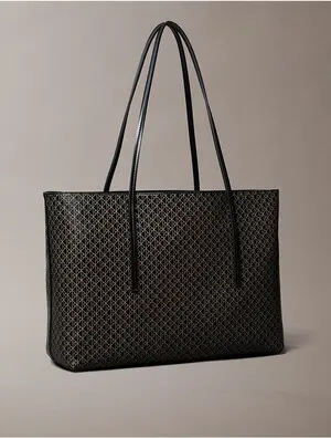 Calvin Klein Allover Emblem Logo Tote Bag - Black