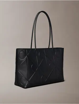 Calvin Klein Embossed Logo Pattern Tote Bag - Black