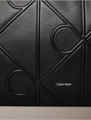 Calvin Klein Embossed Logo Pattern Tote Bag - Black