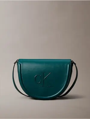 Calvin Klein Embossed Monogram Saddle Bag - Maya Blue