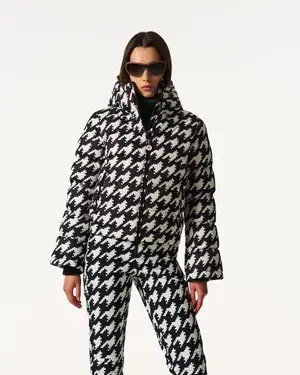 Perfect Moment Metallic Polar Flare Down Jacket - Snow-white-houndstooth-black-snow-white
