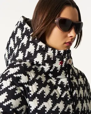 Perfect Moment Metallic Polar Flare Down Jacket - Snow-white-houndstooth-black-snow-white