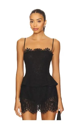 AFRM Ari Lace Peplum Top - Black