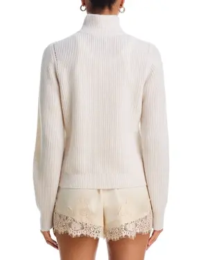 Aqua 100% Cashmere Quarter Zip Sweater - Ash