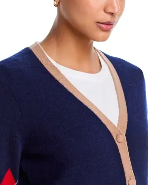Aqua 100% Cashmere Argyle Cardigan Exclusive