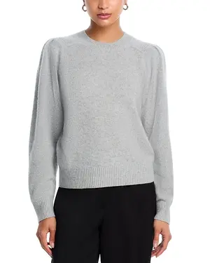 Aqua 100% Cashmere Puff Sleeve Sweater - Light Gray