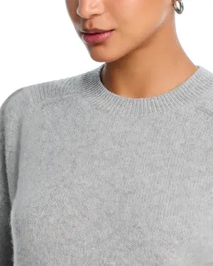 Aqua 100% Cashmere Puff Sleeve Sweater - Light Gray