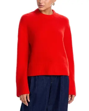 Aqua 100% Cashmere Crewneck Sweater - Paprika