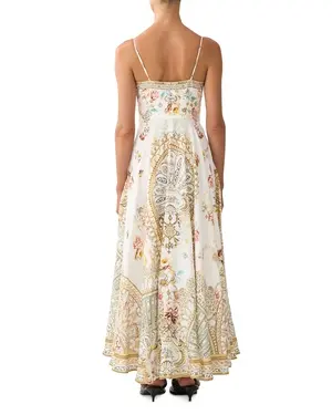 Camilla Linen Brocade Print Dress