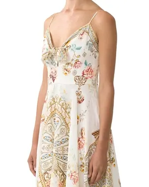 Camilla Linen Brocade Print Dress