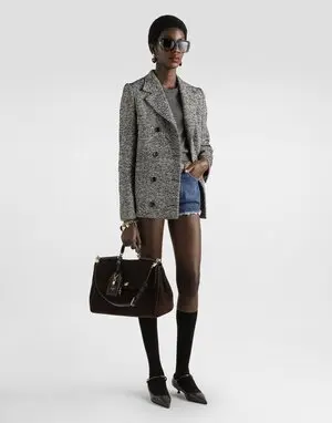 Dolce & Gabbana Short Double-breasted Coat In Dotted Wool Blend