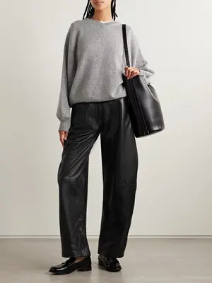 Nour Hammour Leather Barrel-leg Pants - Black