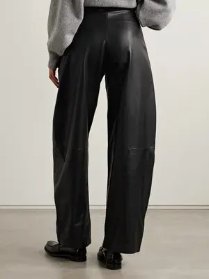Nour Hammour Leather Barrel-leg Pants - Black
