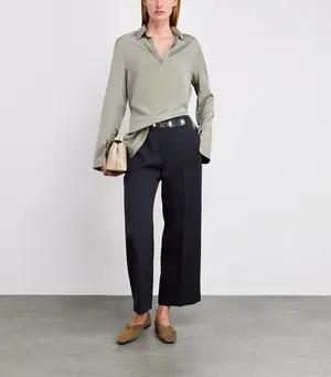 Max Mara Leather-trim Cropped Trousers
