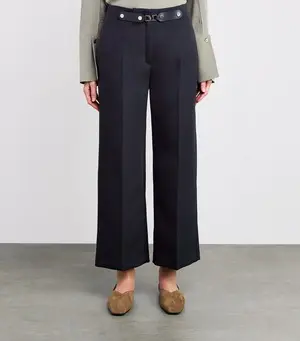 Max Mara Leather-trim Cropped Trousers