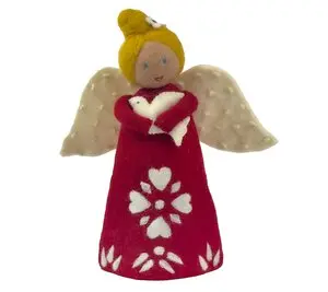 GLOBAL CRAFTS Angel Holding Dove, Tree Topper O R Table Decor - One-color