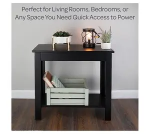 LAVISH HOME Narrow Side Table Charging Station