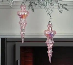 VALERIE PARR HILL 12' Iridescent Finial Ornaments Set Of 2 Val Erie - One-color