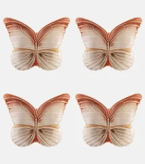 BORDALLO PINHEIRO Set Of 4 Ceramic Bread Plates Claudia Schiffer - Red