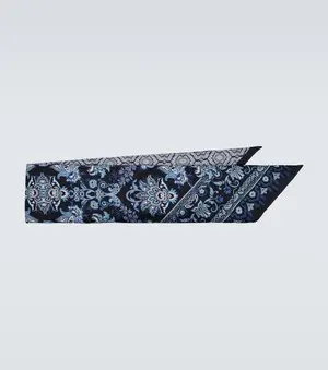 Etro Paisley Printed Silk Twill Scarf - Blue