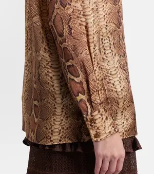 Zimmermann Hypnotic Snake-print Silk Shirt - Brown