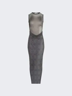 JEAN PAUL GAULTIER Printed Mesh Long Dress Grey