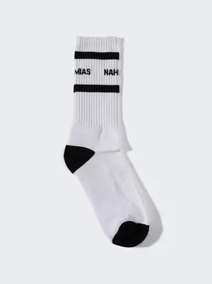 NAHMIAS Striped Crew Socks - White