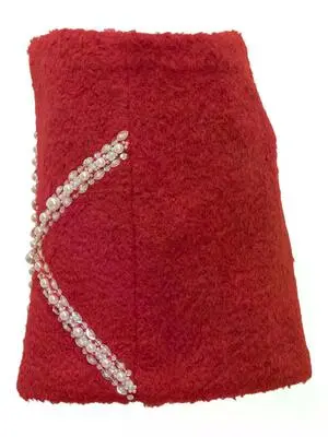 DES_PHEMMES Pearl-embellished Mini Skirt - Red