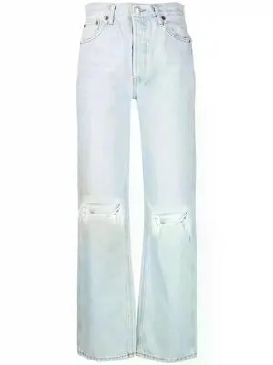 RE/DONE Wide-leg Distressed Jeans