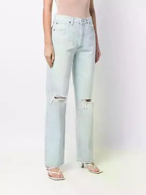 RE/DONE Wide-leg Distressed Jeans
