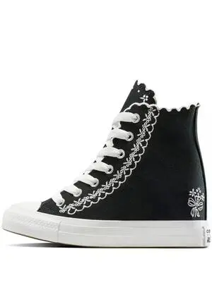 CONVERSE Embroidered Scalloped-edge High-top Sneakers