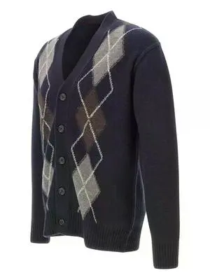 PAOLO PECORA Geometric-pattern Wool Cardigan